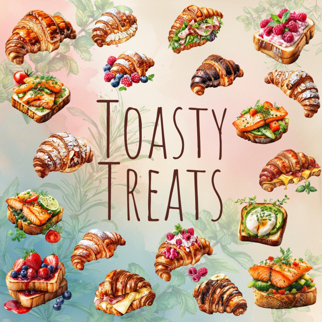 Toasty Treats Clipart, Food Clipart, Watercolor Clipart, PNG ...