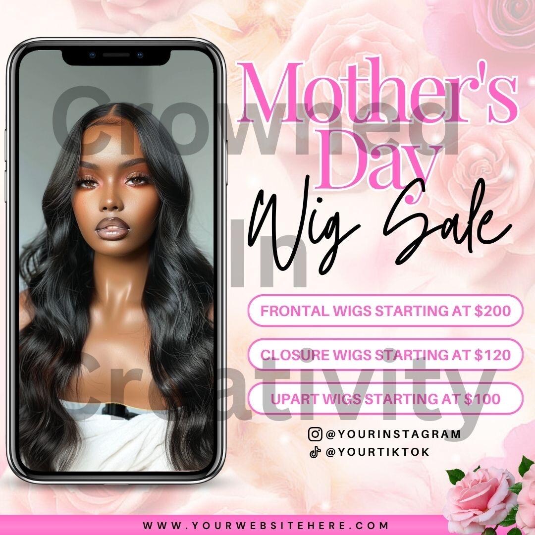 Mother’s Day Wig Sale Flyer | Editable Canva Template | Beauty Business ...
