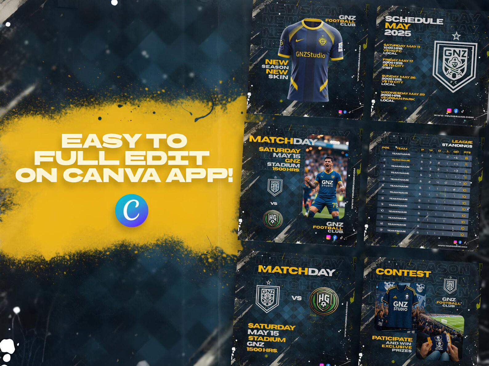 Soccer Social Media Templates,football Social Media Templates,canva ...