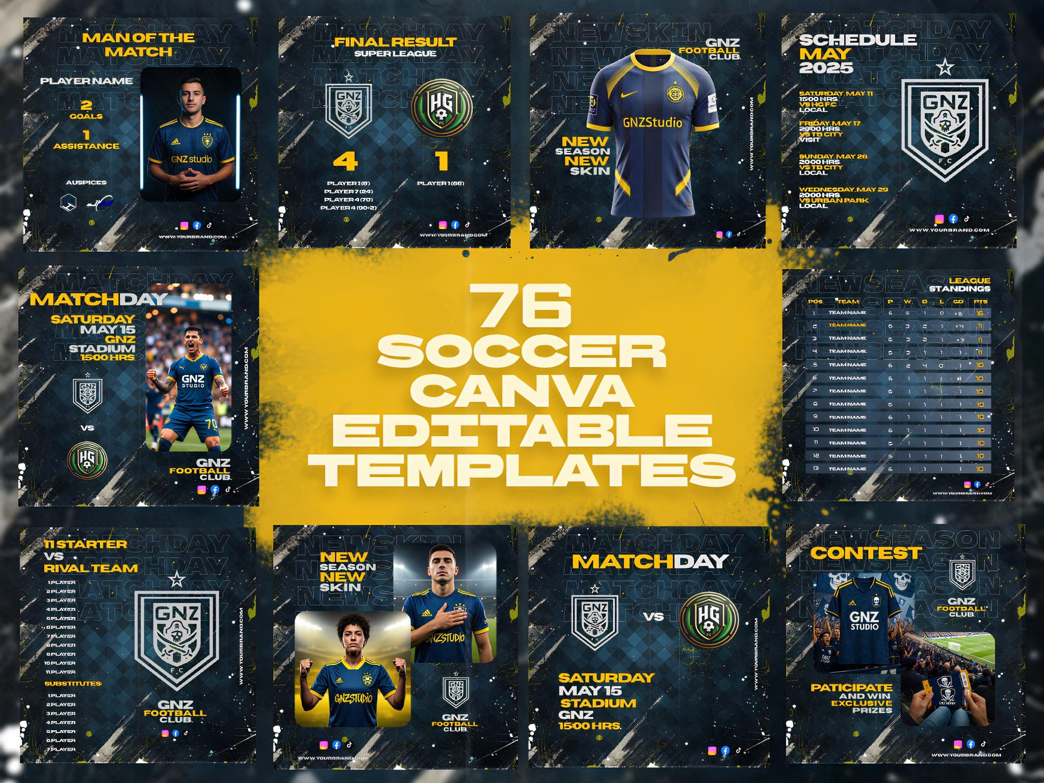 Soccer Social Media Templates,football Social Media Templates,canva ...