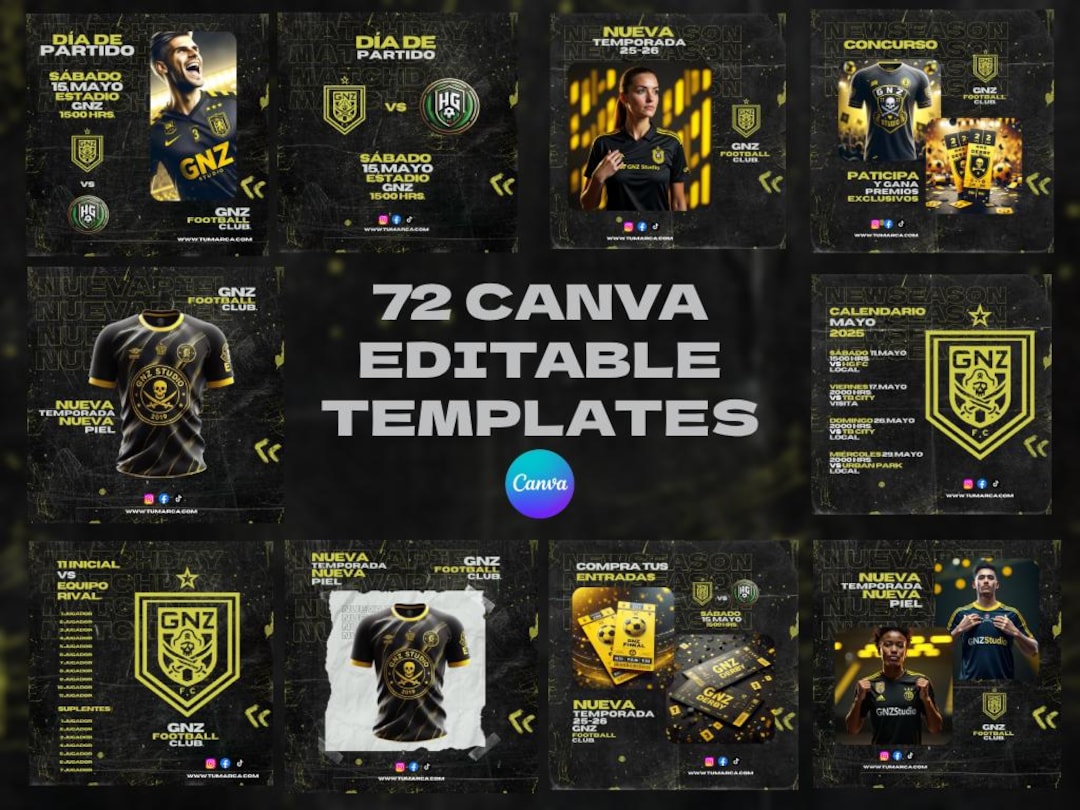 Soccer Social Media Templates: FOOTBALL Canva Edits & SPORTS BRANDING ...