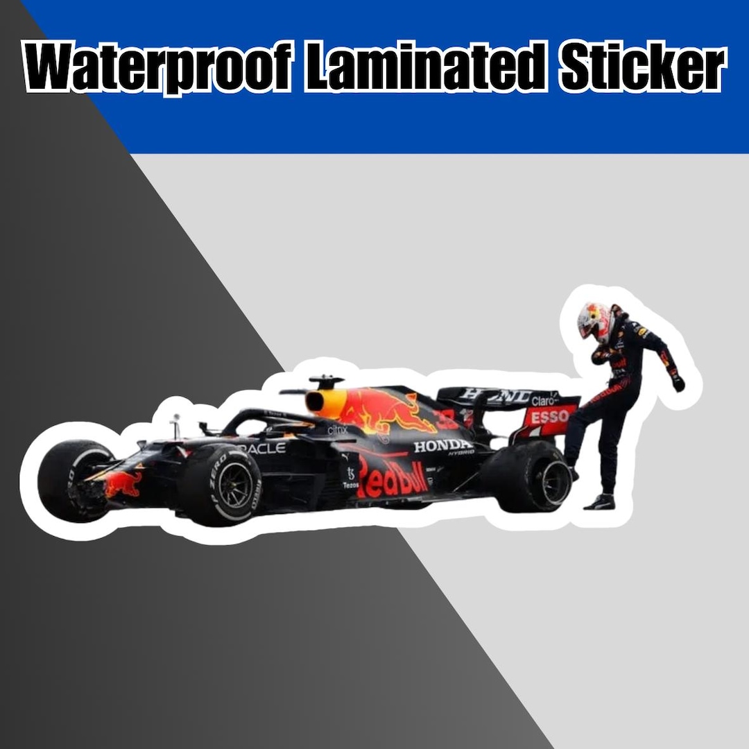 Max Verstappen Baku Crash Sticker – Iconic F1 Moment – Cartoon Vinyl ...