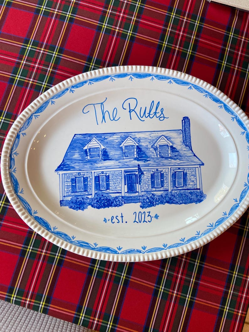 Custom Blue and White Platter - Etsy