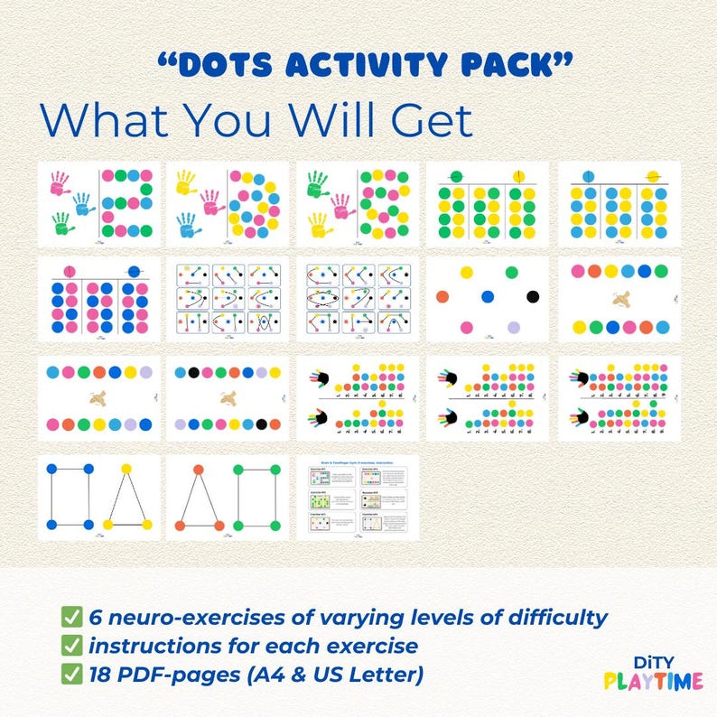 Dots Activity Pack – 18 Printable Neuro Exercises for Kids - Etsy