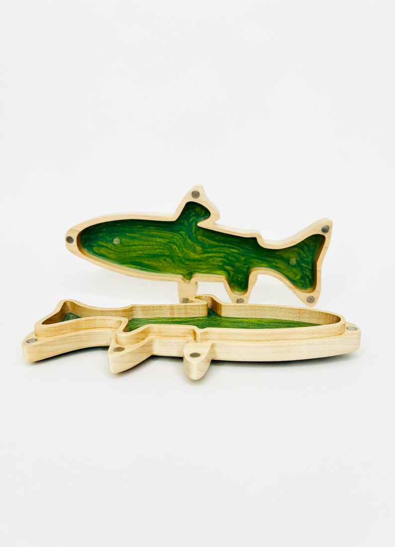 Handmade Fly Box, Rainbow Trout, Wood Fish Box, Hardwood Maple, Gift ...