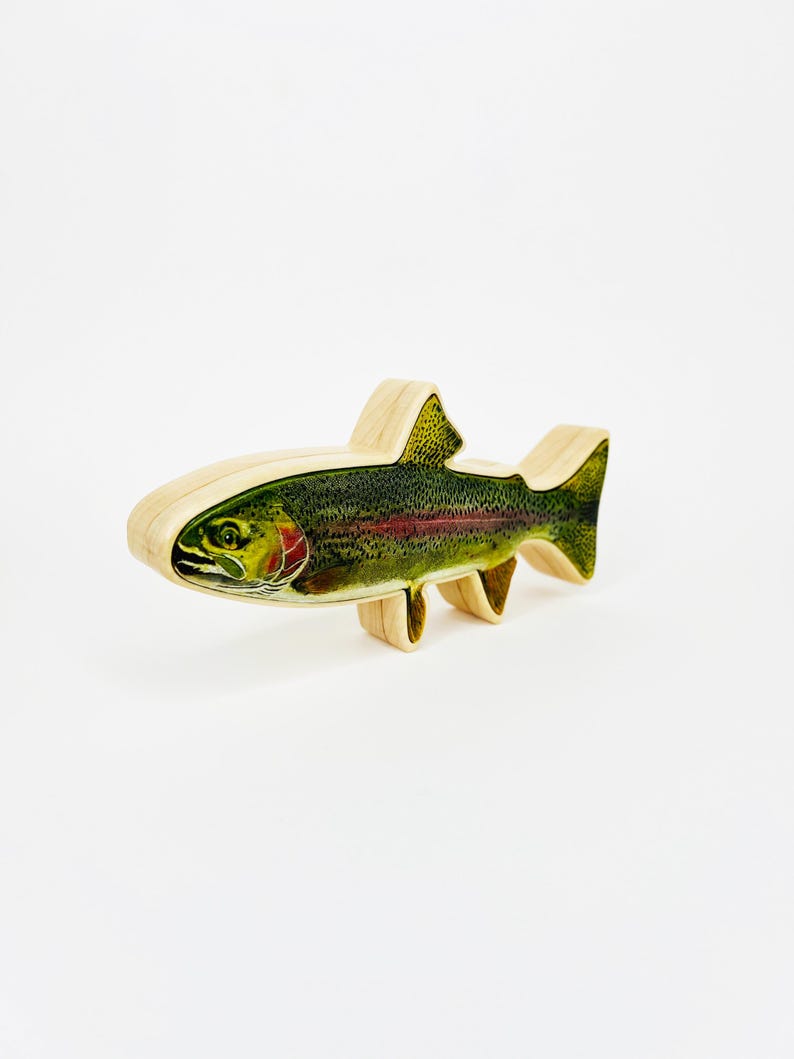 Handmade Fly Box, Rainbow Trout, Wood Fish Box, Hardwood Maple, Gift ...