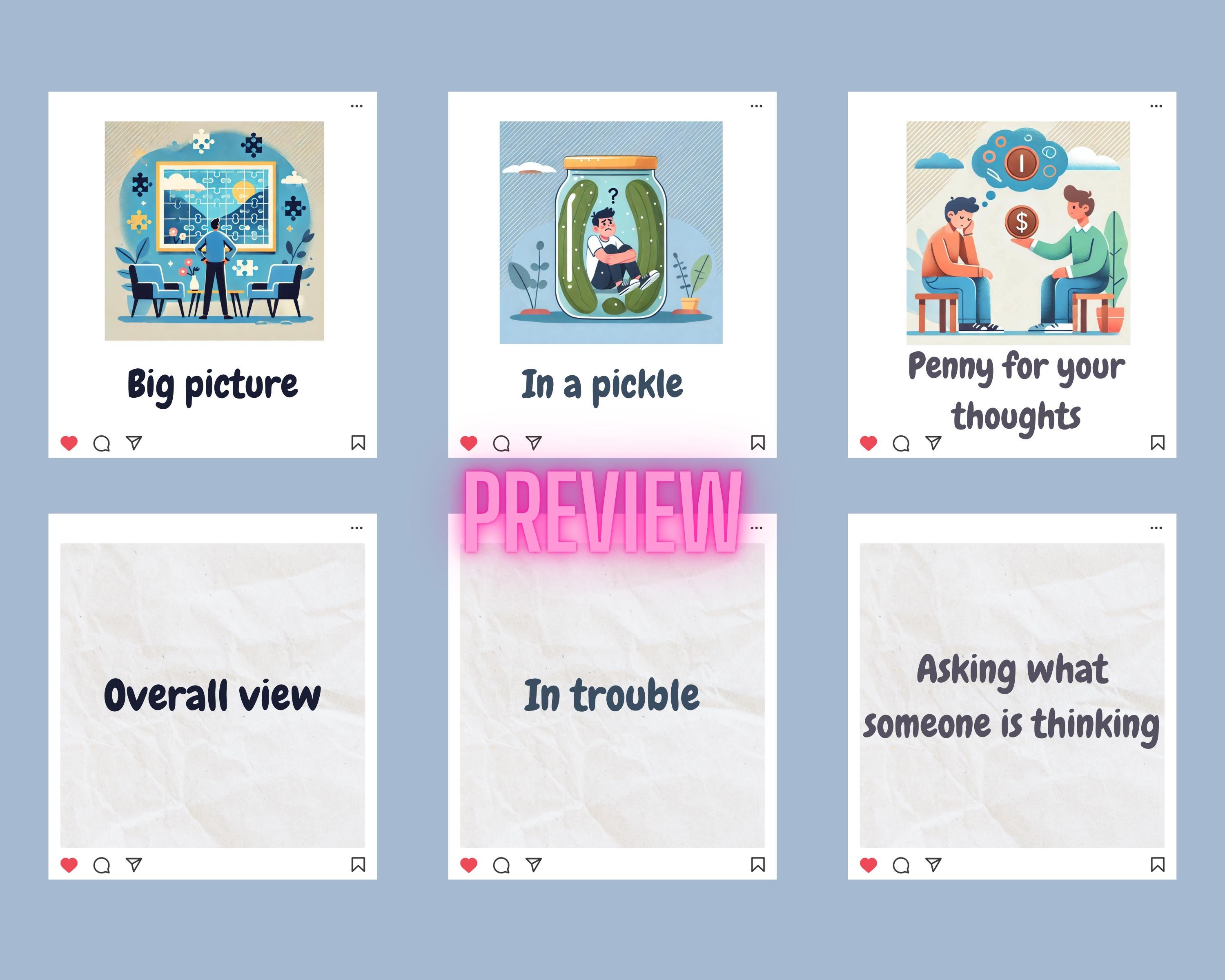 ESL Idioms Flashcards: Visual Learning for English (PDF Download) - Etsy