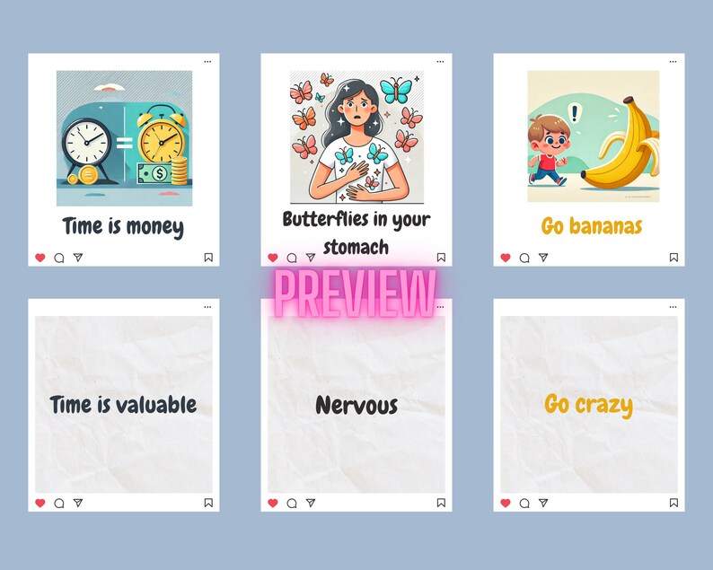 ESL Idioms Flashcards: Visual Learning for English (PDF Download) - Etsy