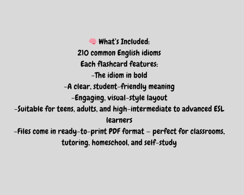 ESL Idioms Flashcards: Visual Learning for English (PDF Download) - Etsy