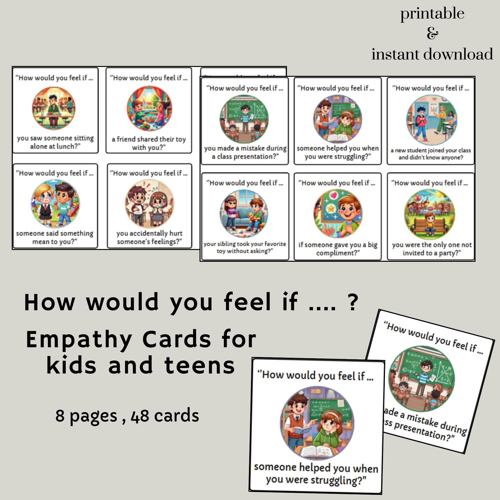 Empathy Cards for Kids & Teens: Emotional Growth Prompts (printable) - Etsy