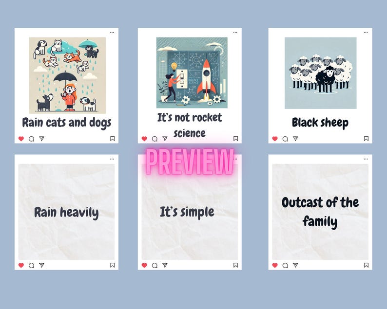 ESL Idioms Flashcards: Visual Learning for English (PDF Download) - Etsy