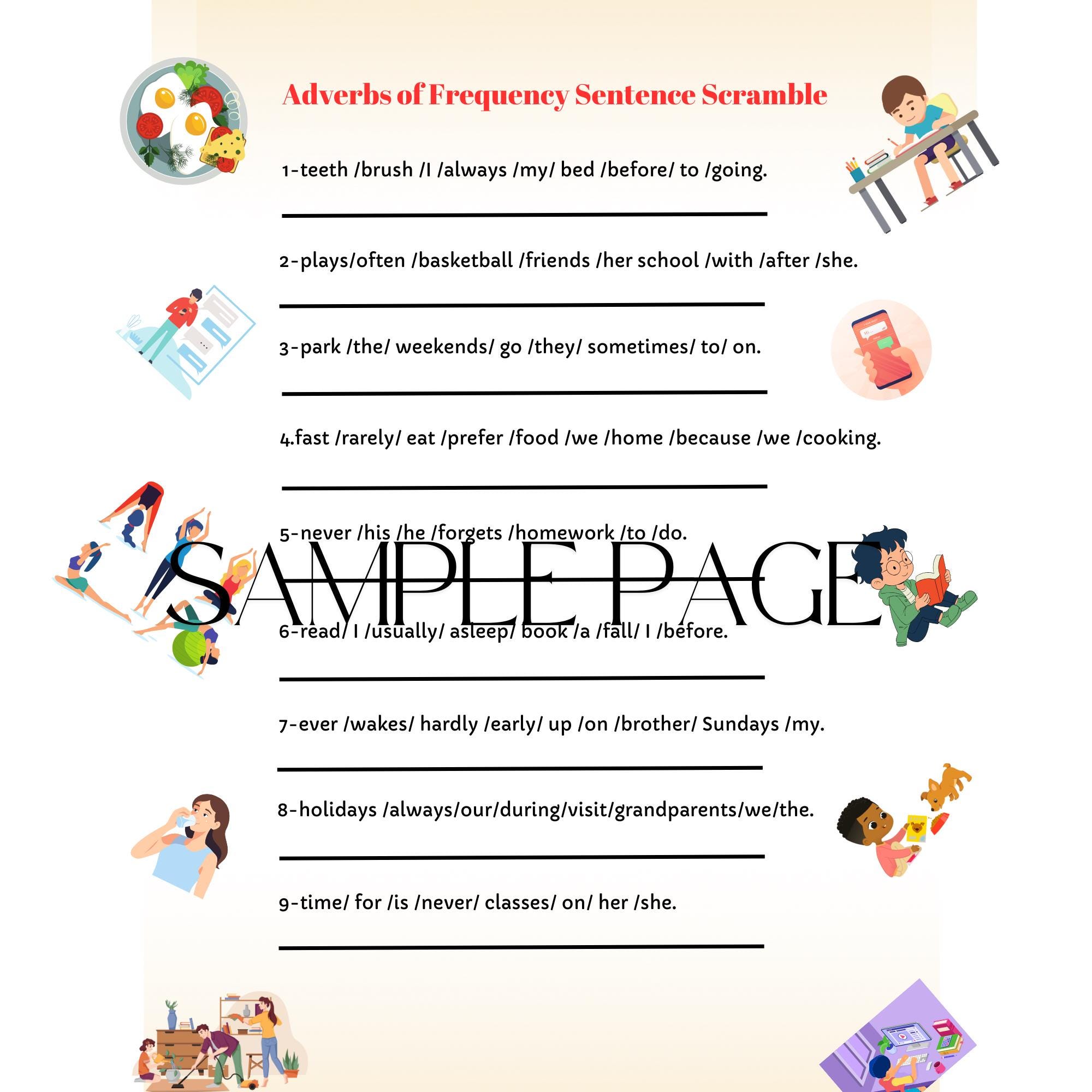 Present Simple Tense Worksheets, How Often Speaking Cards, English ...