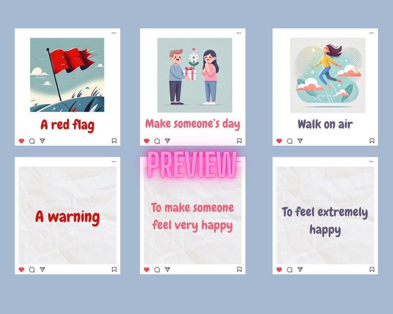 ESL Idioms Flashcards: Visual Learning for English (PDF Download) - Etsy