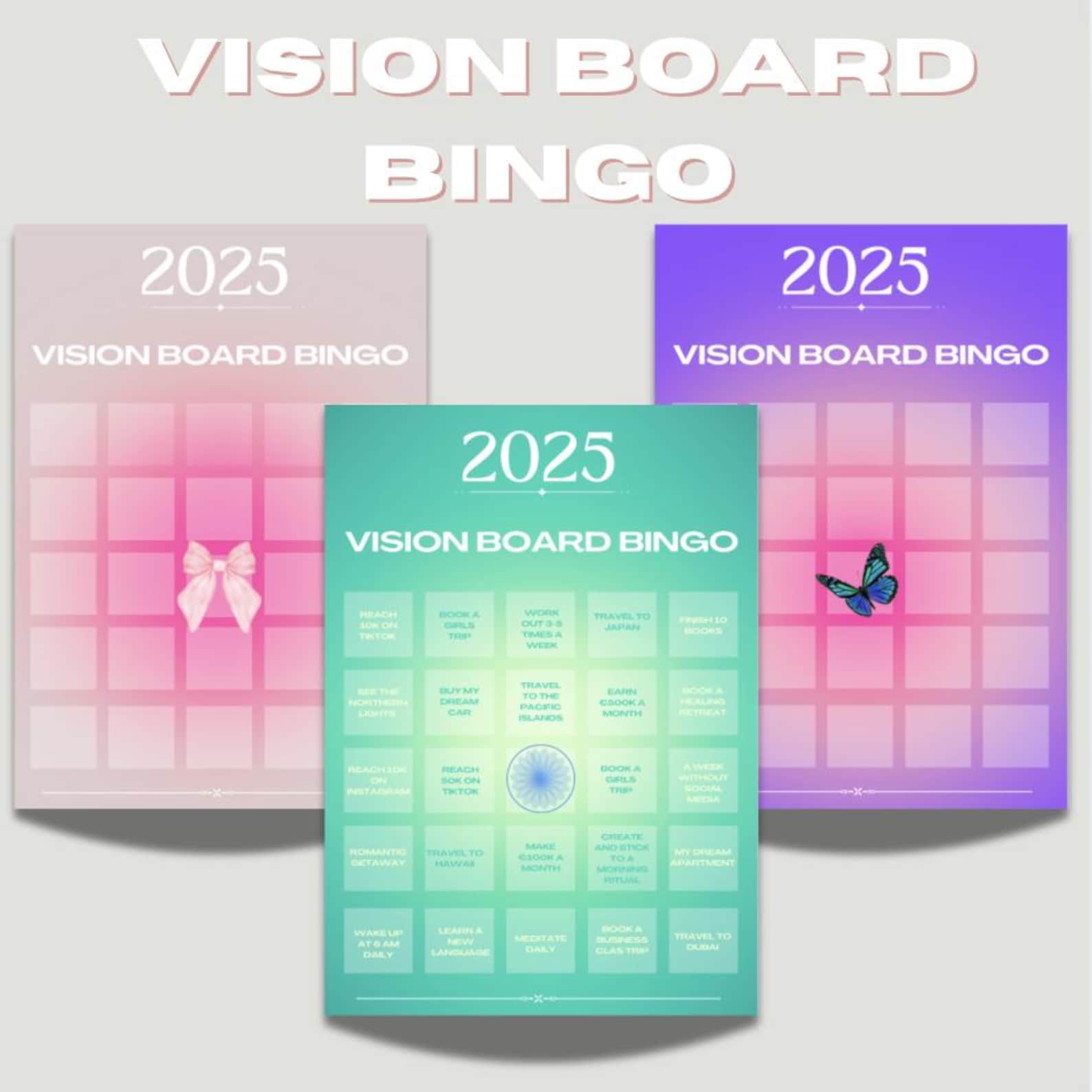 Interactive Bingo Vision Board Digital Print X 3 - Etsy