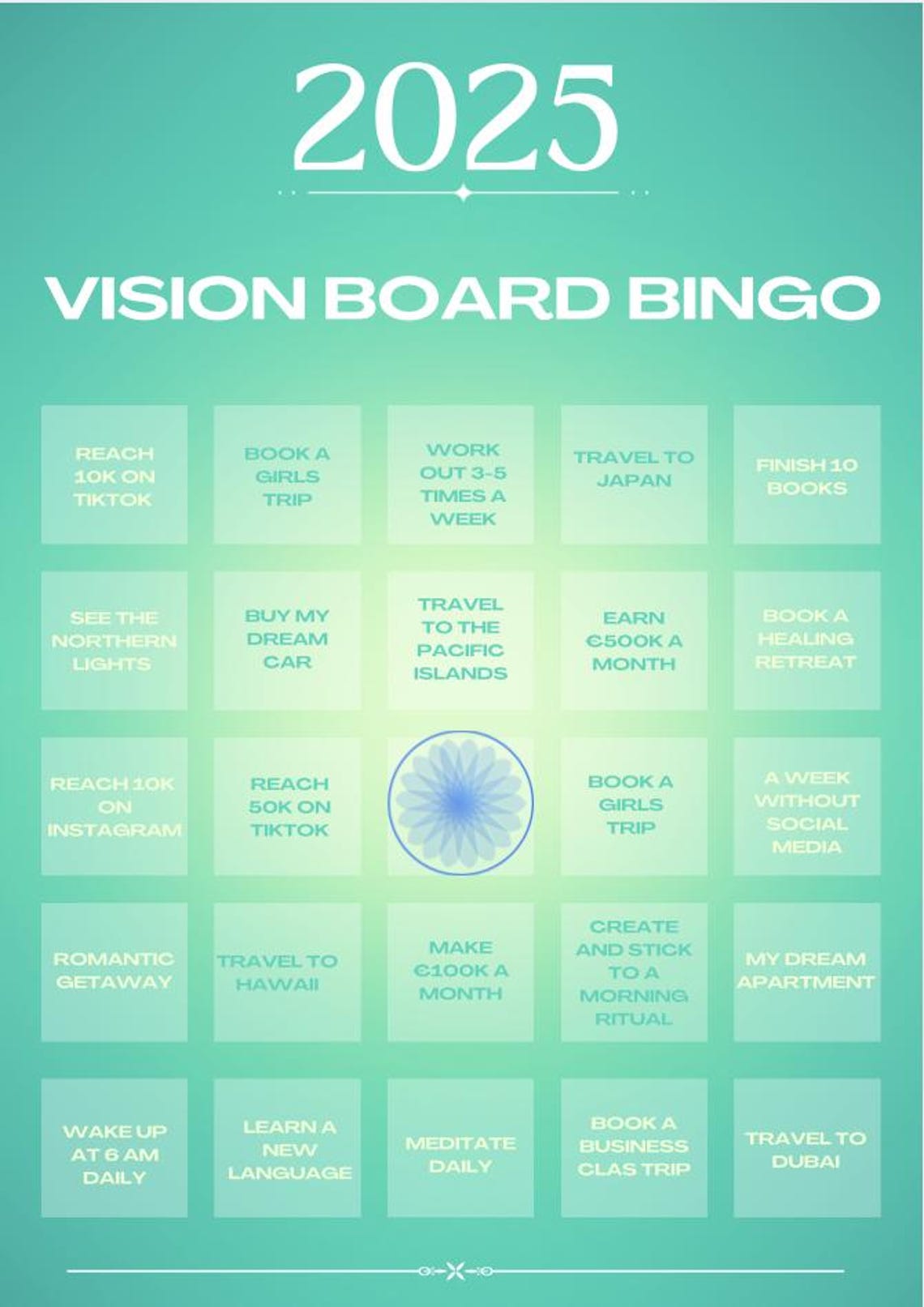 Interactive Bingo Vision Board Digital Print X 3 - Etsy