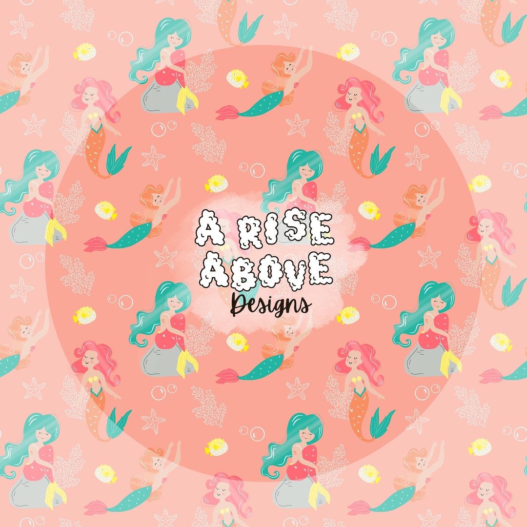 Mermaid Puffer Fish Coral Star Fish Design Seamless Pattern Hand Drawn ...