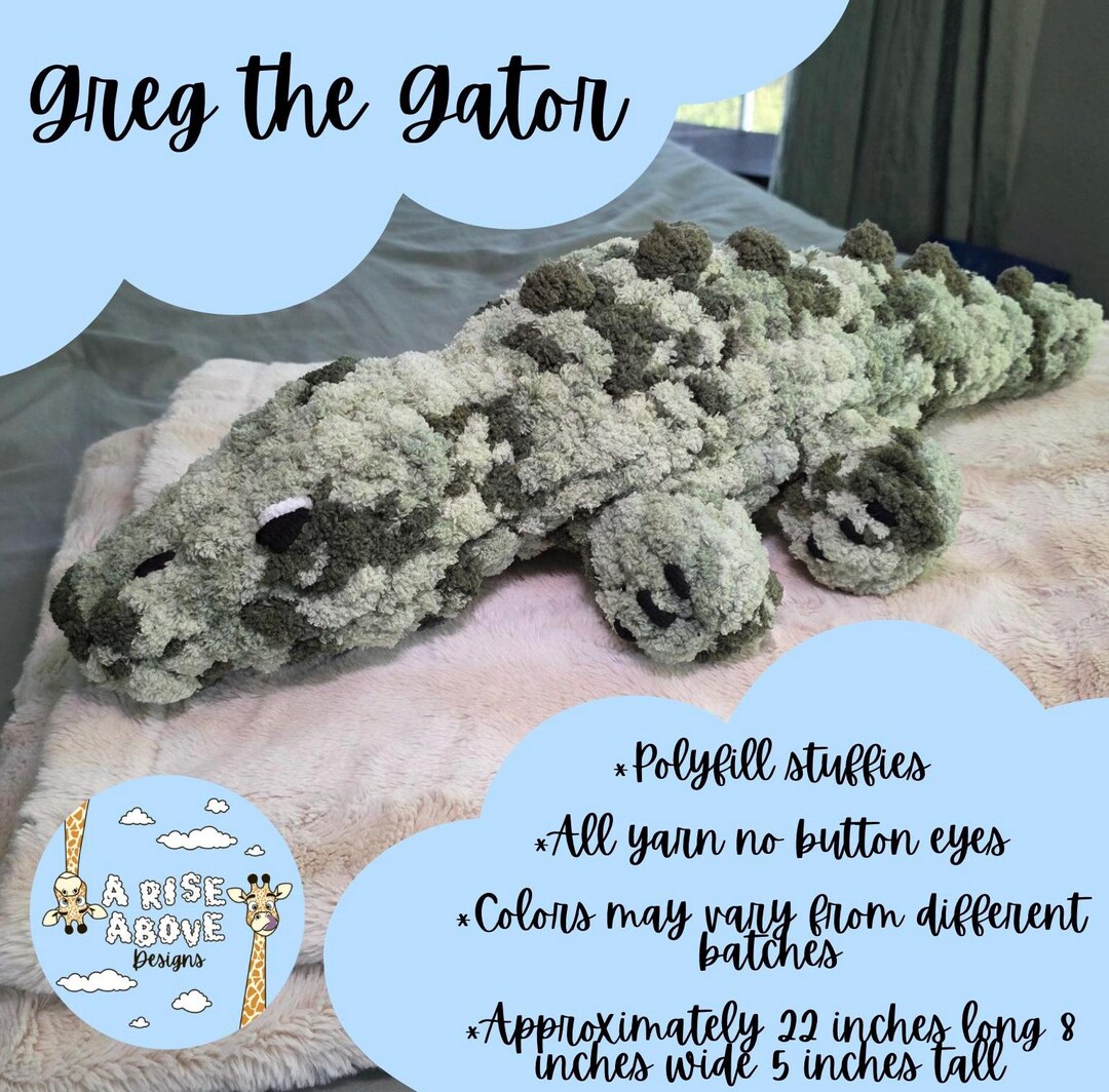Hand Crochet Greg the Gator, Kids Stuffed Animal, Nursey Decoration ...