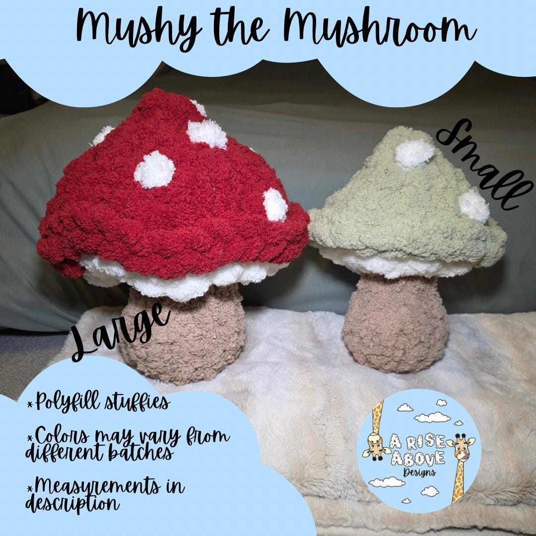 Mushy the Mushroom Stuffie, Hand Crochet, Handmade Kids Stuffed Toy ...