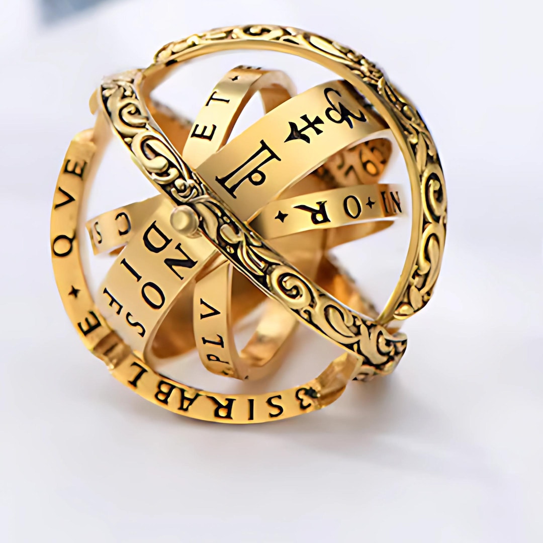 Gold Zodiac Astrology Spinner Ring or Pendant With Astronomical and ...