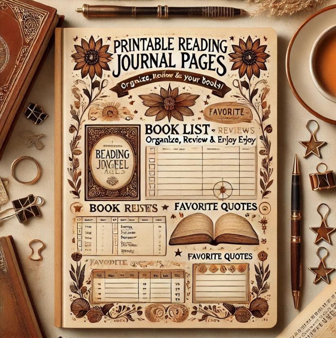 Printable Reading Journal Pages - Etsy