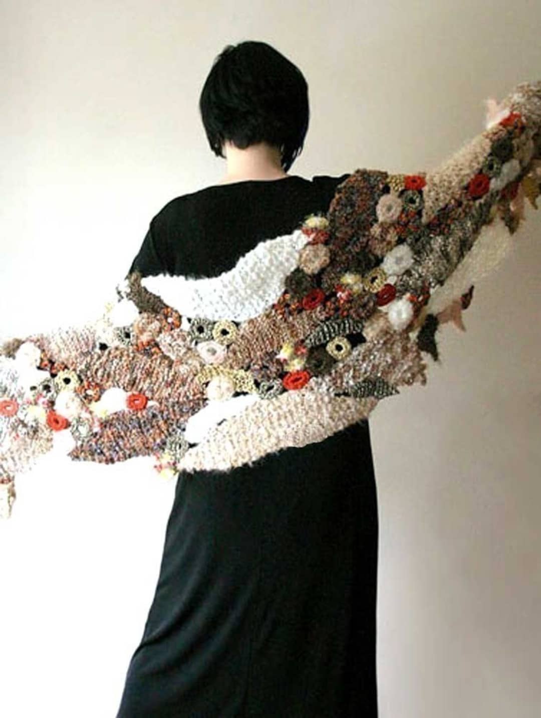 Falling Leaves - PDF Pattern for a Freeform Style Knit and Crochet Wrap ...