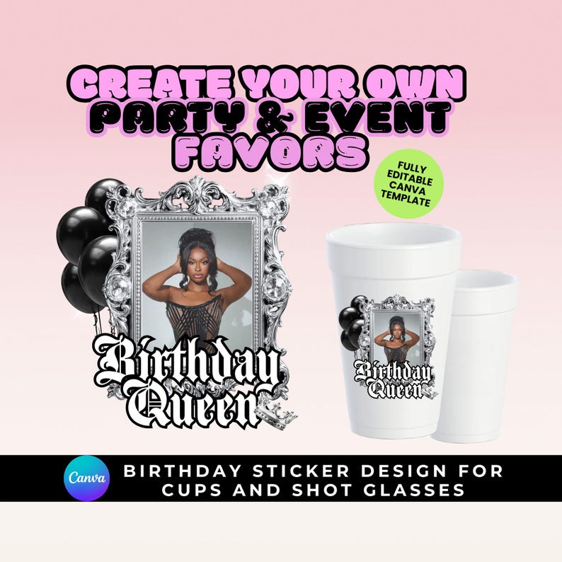 Birthday Sticker Cup Design Template, Shot Glass Template, Make Your ...