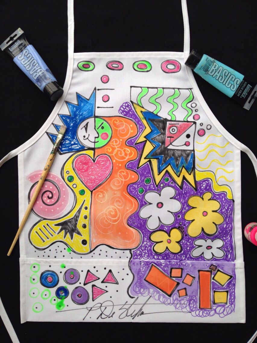 Hand painted apron Modern Art Apron All Ages apron Teacher | Etsy