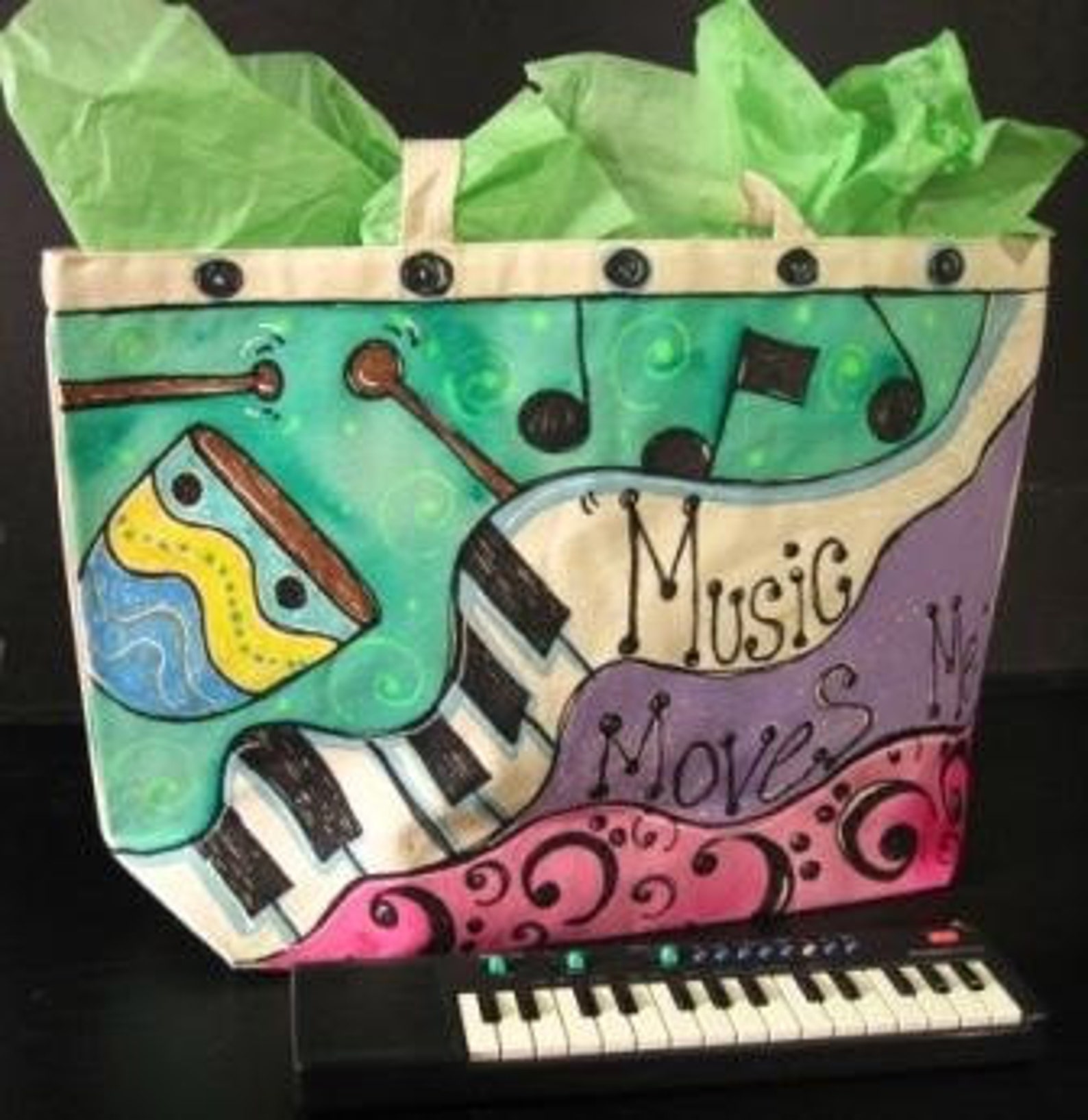 Hand Painted Music Canvas Tote Bag, Personalized Teacher Gift - Etsy