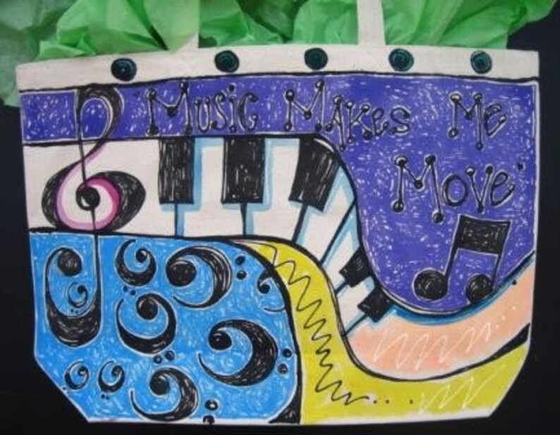 Hand Painted Music Canvas Tote Bag, Personalized Teacher Gift - Etsy