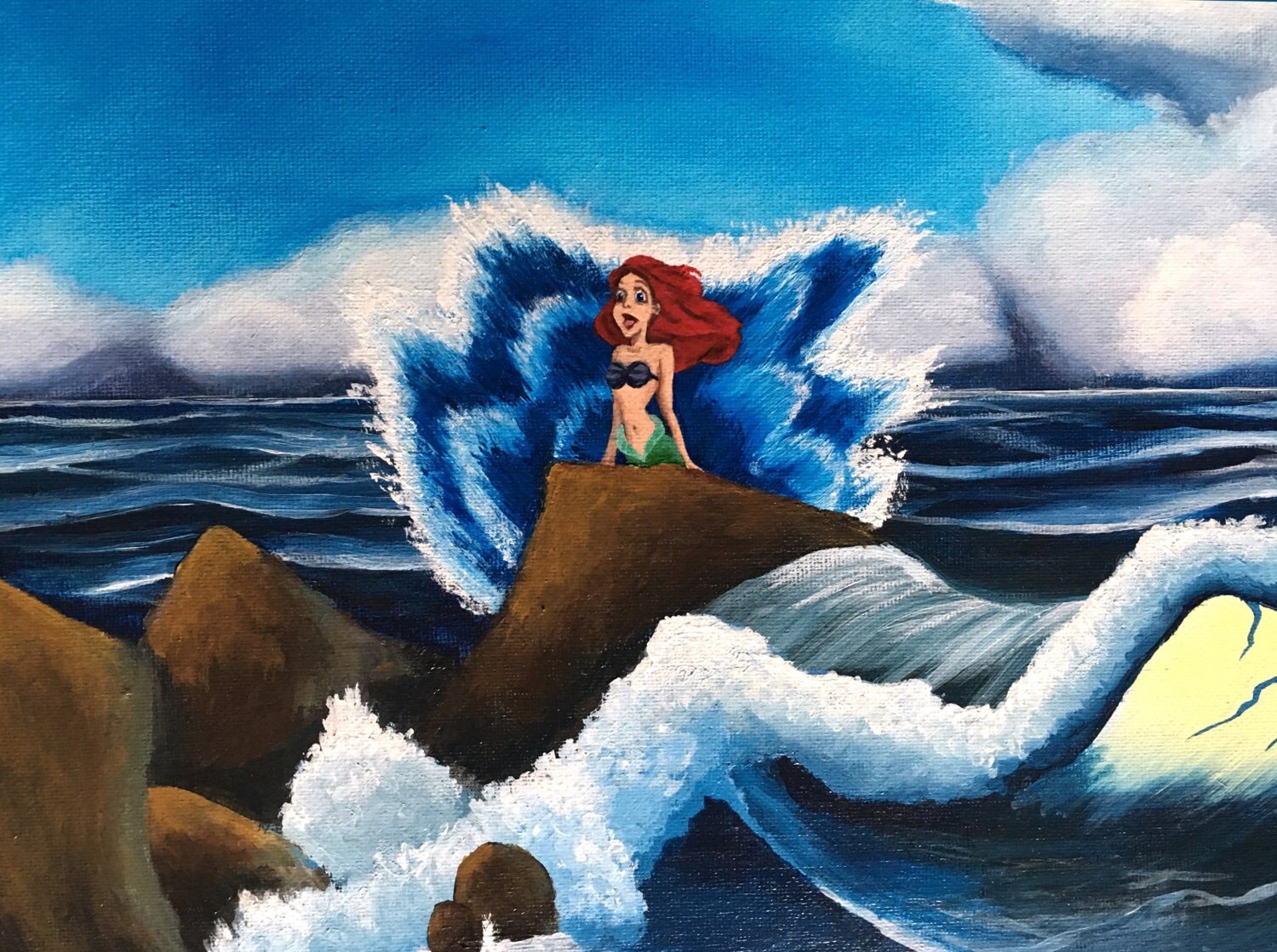Ariel's Wave bob Ross-style Little Mermaid Painting - Etsy UK