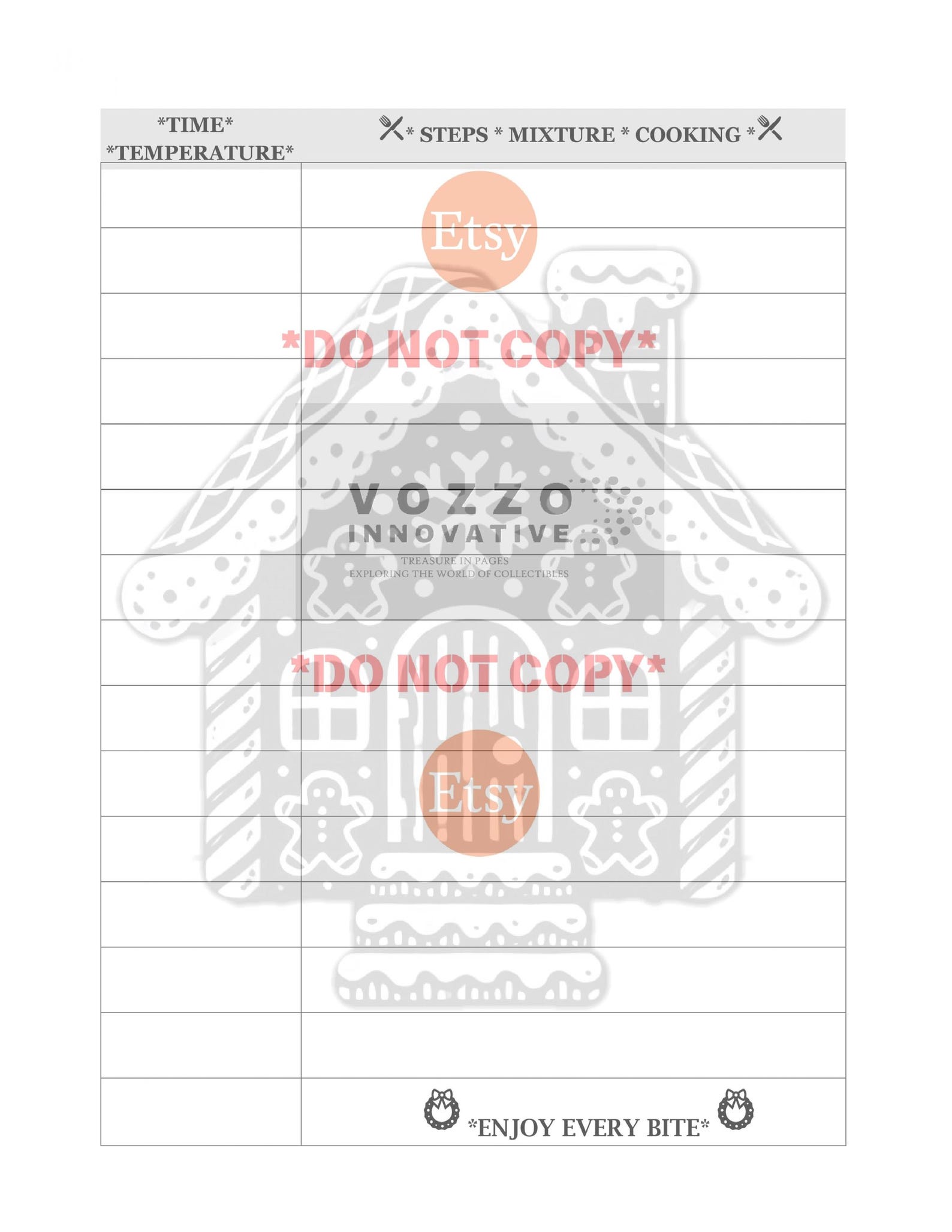 Holiday Christmas Recipe Book Page Template, Printable, Journal ...