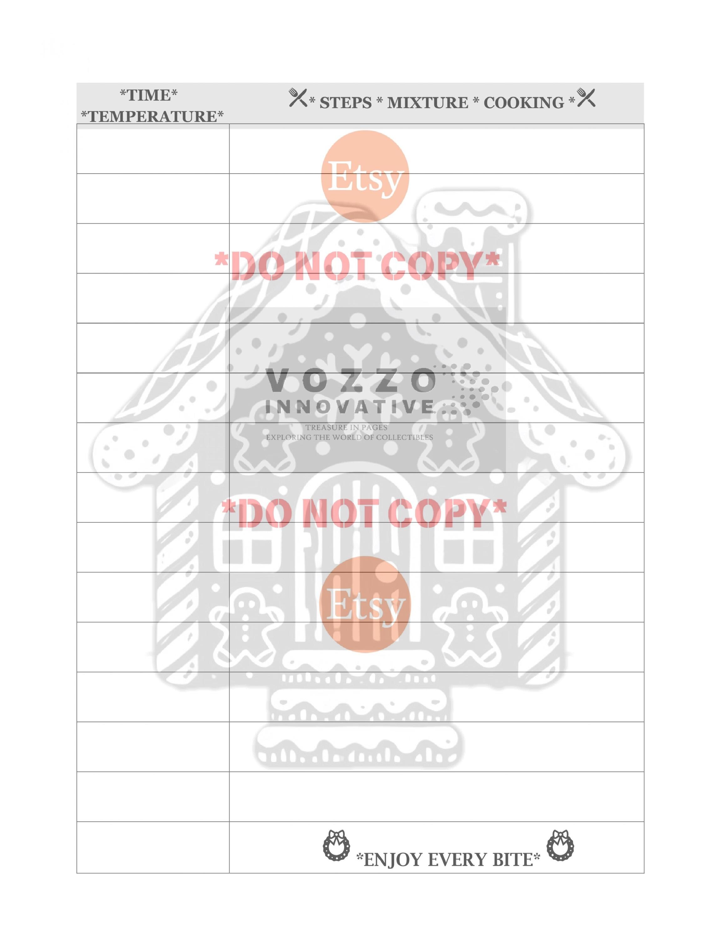 Holiday Christmas Recipe Book Page Template, Printable, Journal ...