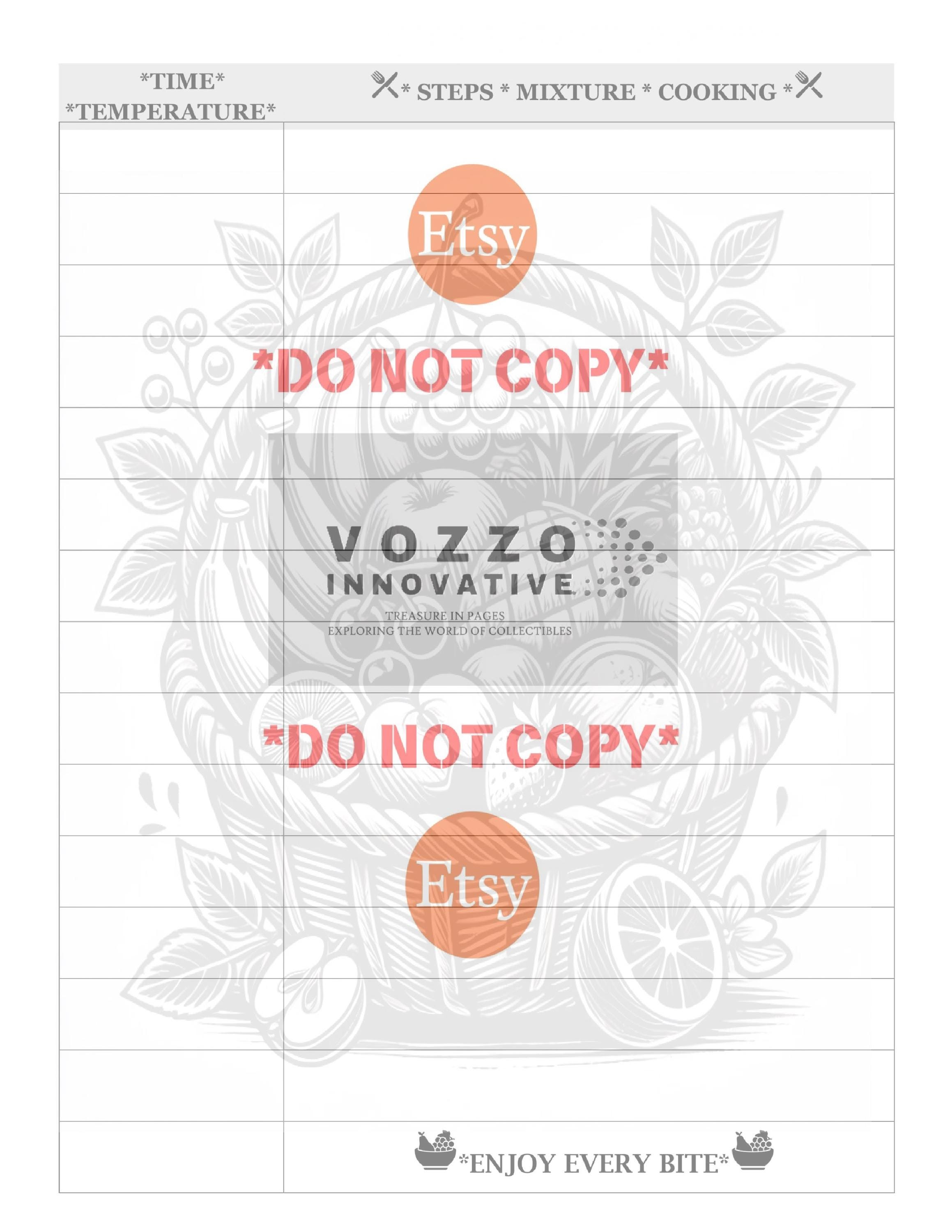 Recipe Book Page Template, Printable, Journal, Download, Planner - Etsy