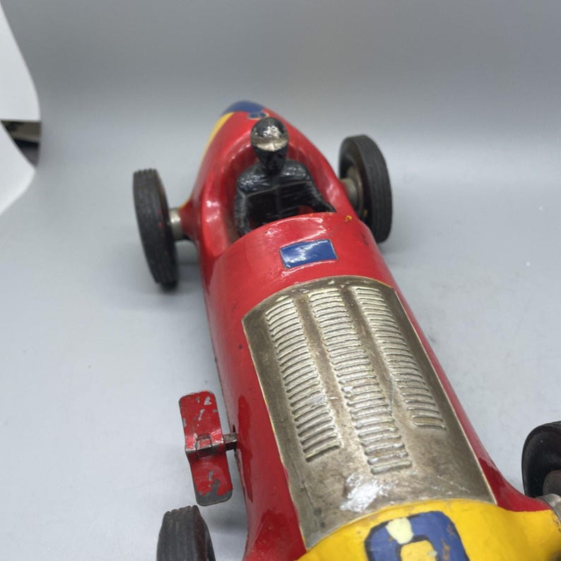 Vintage 1940‘s 50s Pagliuso Wind up Toy Race Car PAGCO JET Red #7 ...