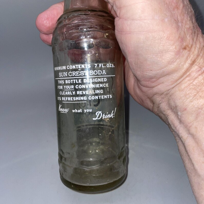 Vintage Sun Crest 7 Oz. Soda Bottle Painted Label - Etsy