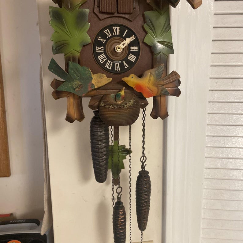 Cuckoo Clock FEEDING CHICK Black Forest Clock Works It Coo Coo’s Music ...