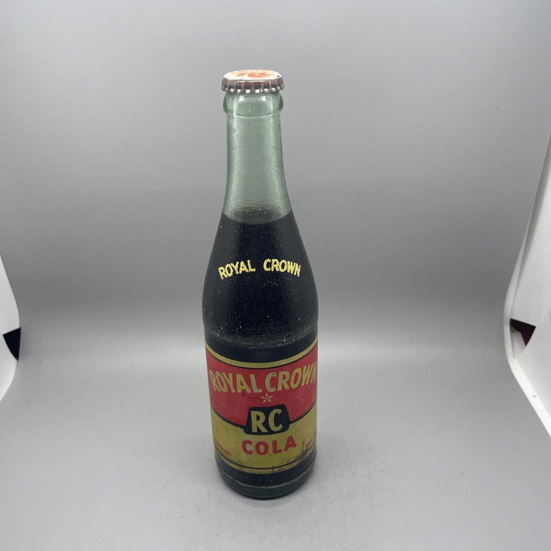 Vintage 1955 Royal Crown Block RC Cola Glass Soda Bottle SEALED FULL - Etsy