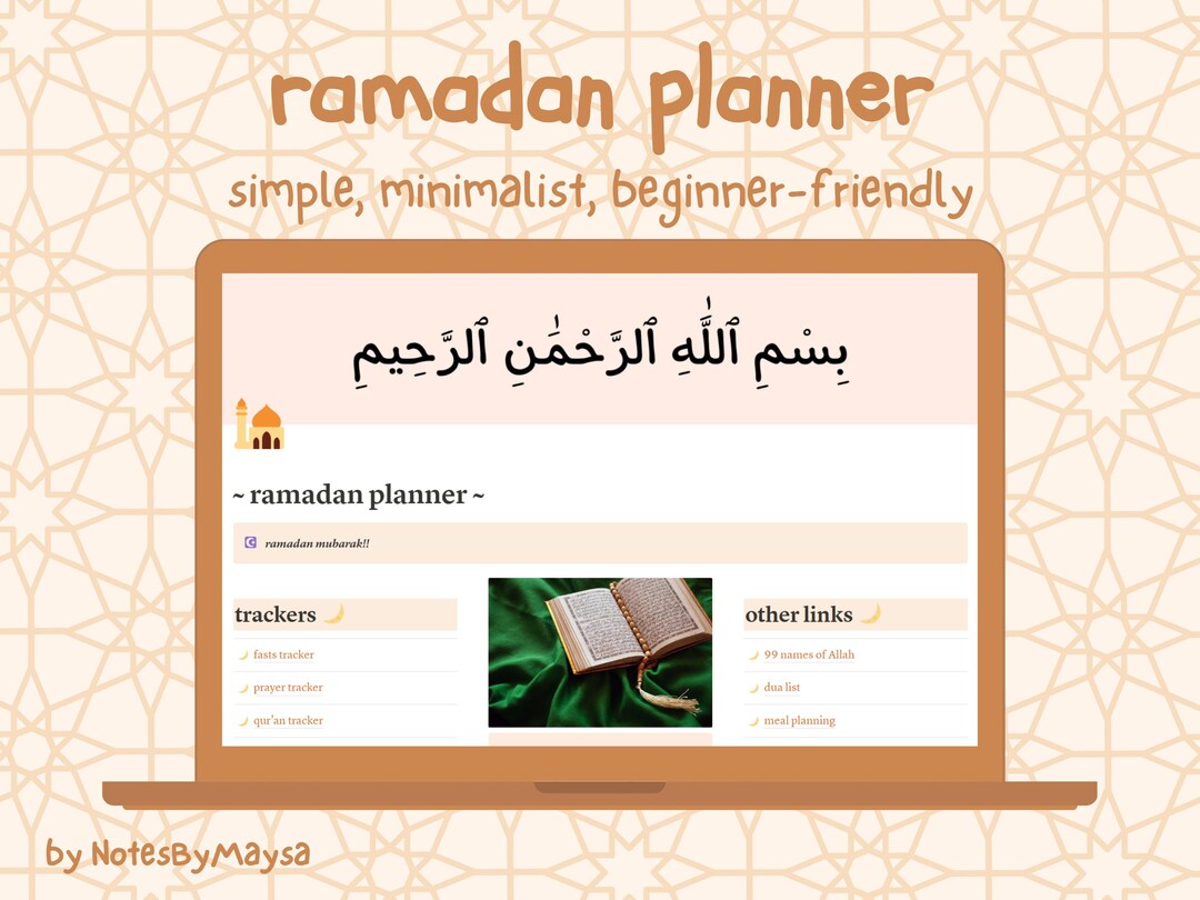 Ramadan Planner | Notion Template, Digital Planner, Notion Dashboard, Muslim Journal, Islamic ...