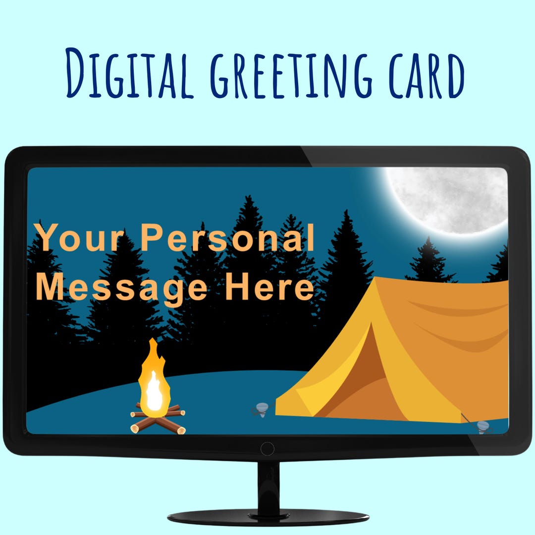 Personalized Camping Theme Digital Greeting Card Custom Message & Photo ...