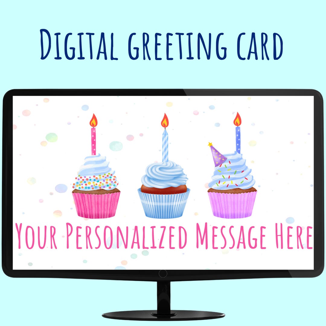 Personalized Happy Birthday Card Instant Download Ecard Custom Message ...