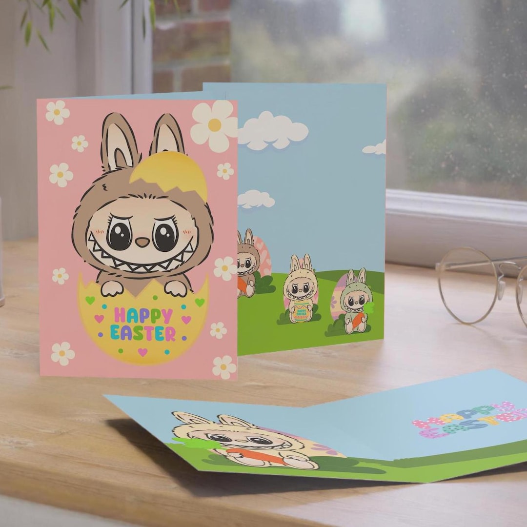 Labubu Easter Greeting Cards Happy Easter (1pc, 10pcs) 5" X 7" Gift for ...