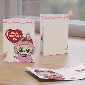 Labubu Valentine's Day Greeting Cards Happy Valentine's Day (1pc, 10pcs ...