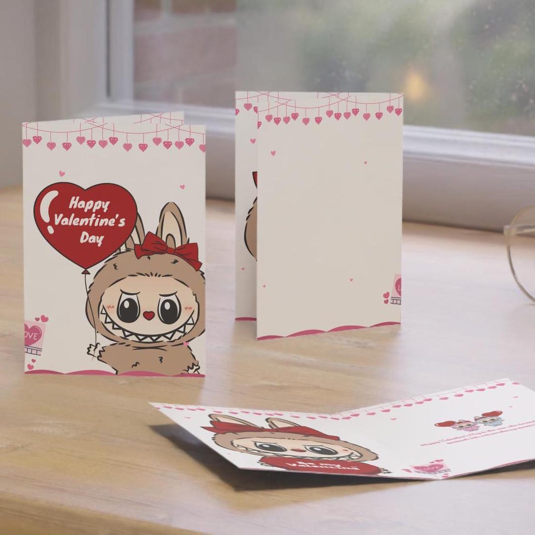 Labubu Valentine's Day Greeting Cards Brown Labubu (1pc, 10pcs) Cute ...
