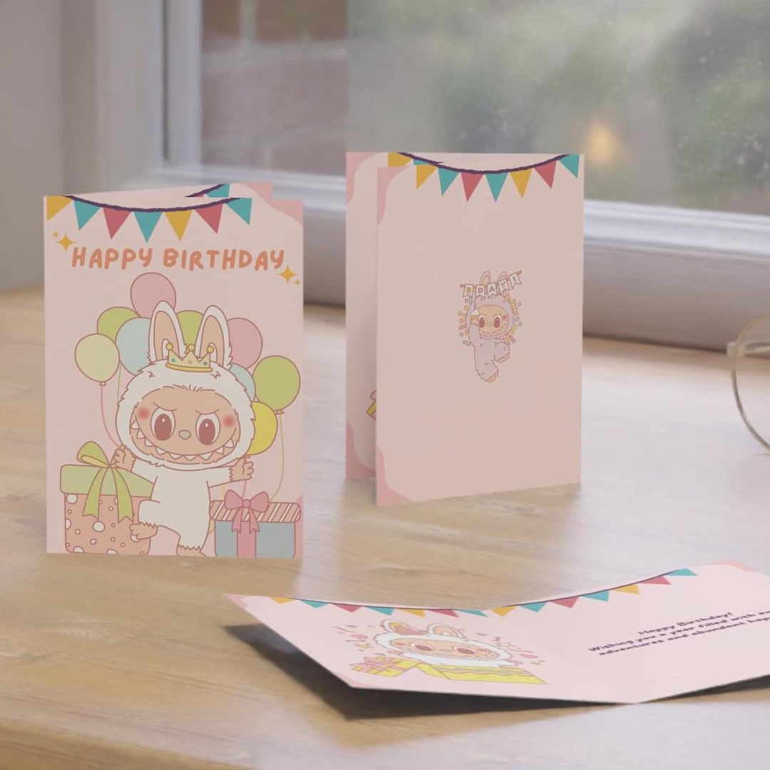 Labubu Birthday Greeting Cards (1pc, 10pcs) Cute Labubu Birthday Gift ...