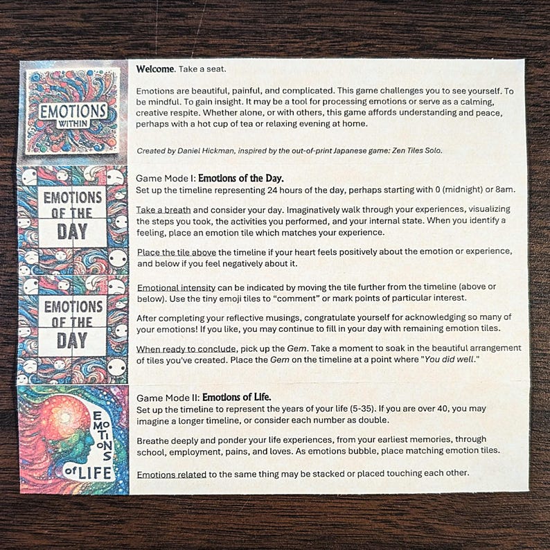 Emotions Within - Timeline Reflection Game - Etsy