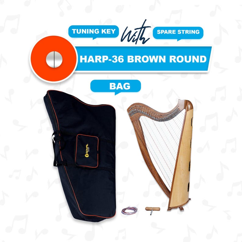 36-string Irish Lever Harp – Handcrafted Wooden Celtic Harp With Bag ...