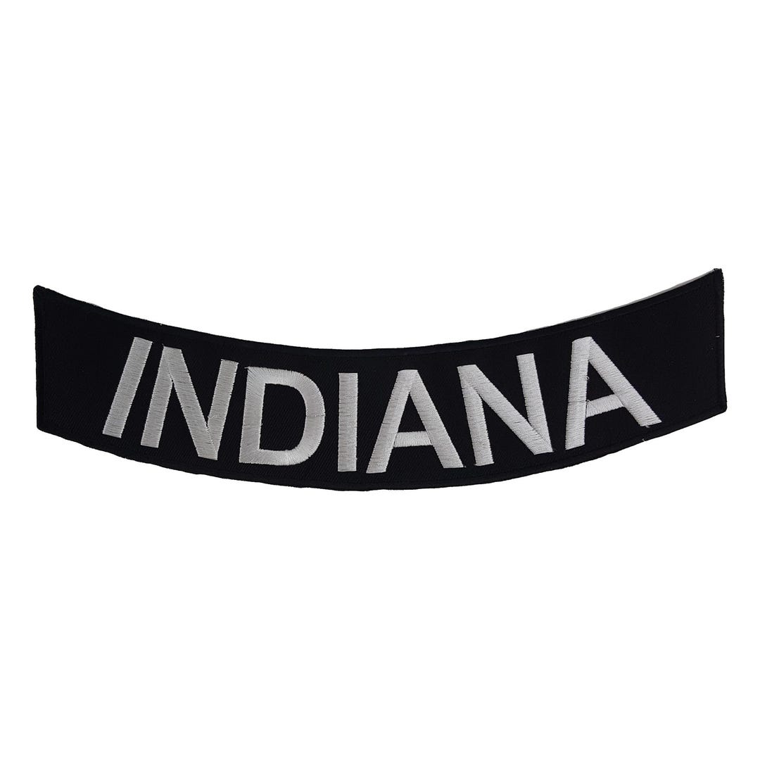 Indiana Rocker Patch, Embroidered State Applique, Midwest Biker Patch ...