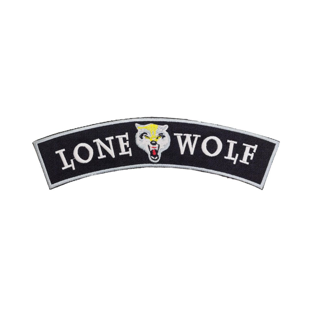 Lone Wolf Embroidered Biker Patch, Motorcycle Vest Applique (12x3 Inch ...
