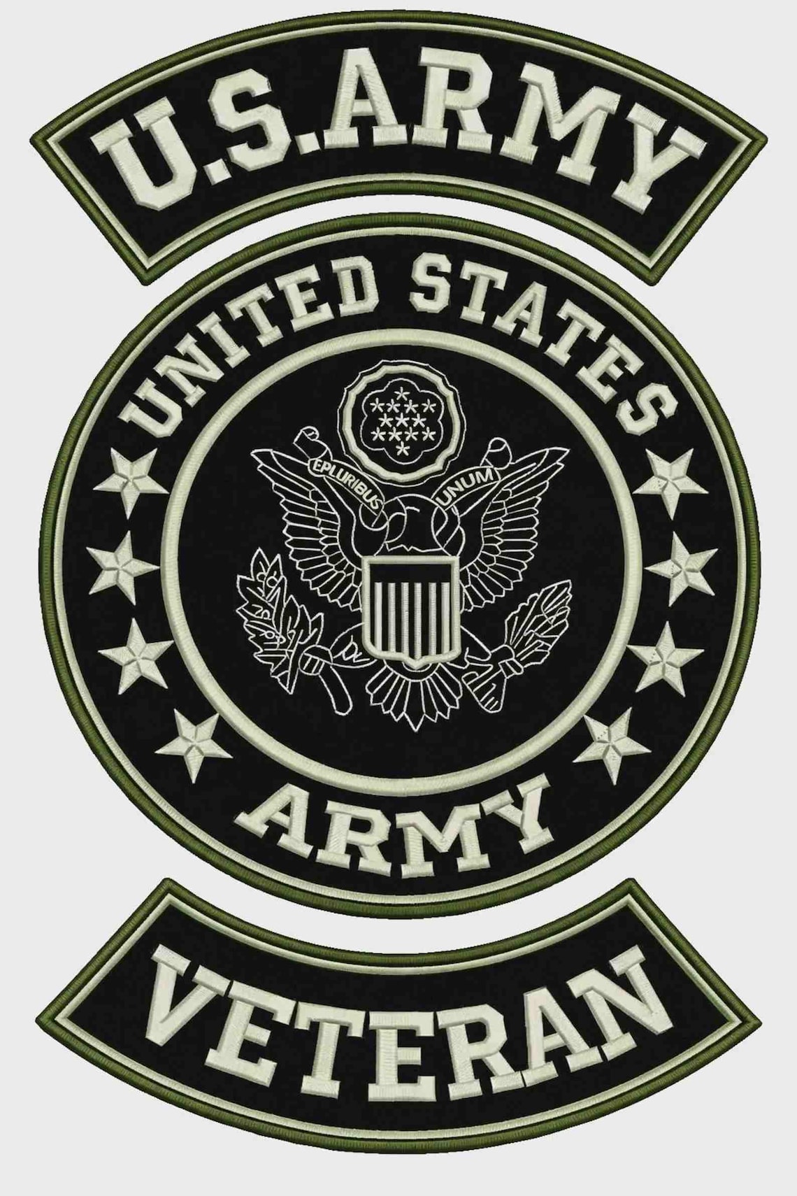 US Army Veteran Patch Set, Embroidered Military Back Patches - Etsy