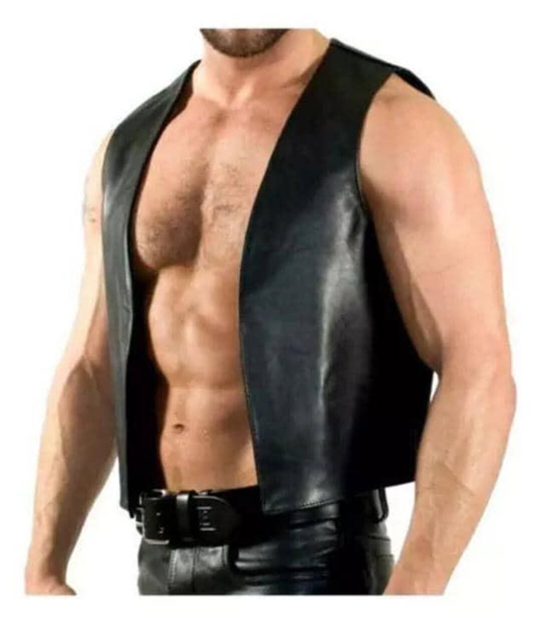 Men's Real Leather Bartender Vest, Handmade – Gay Bar Vest, Waistcoat ...
